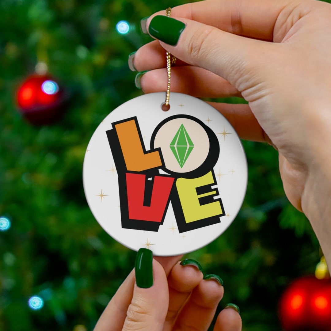 The Sims Green Plumbob Love, Ceramic Ornament, Perfect Christmas Gift ...