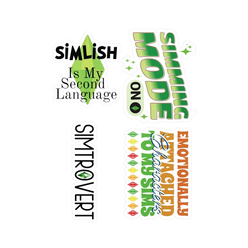 4pc Assorted Sims Stickers Set Kiss-cut Vinyl Decals approx. 3x4 Each ...