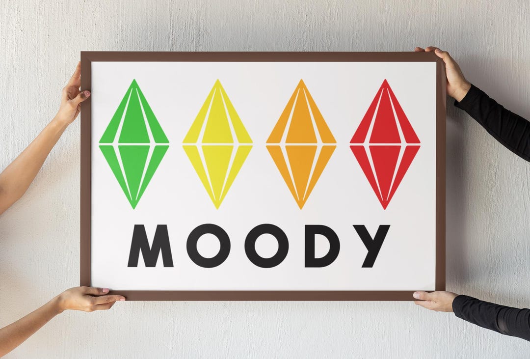 Sims Moody Plumbob Poster, Green Yellow Orange Red Wall Art, Semi-gloss ...