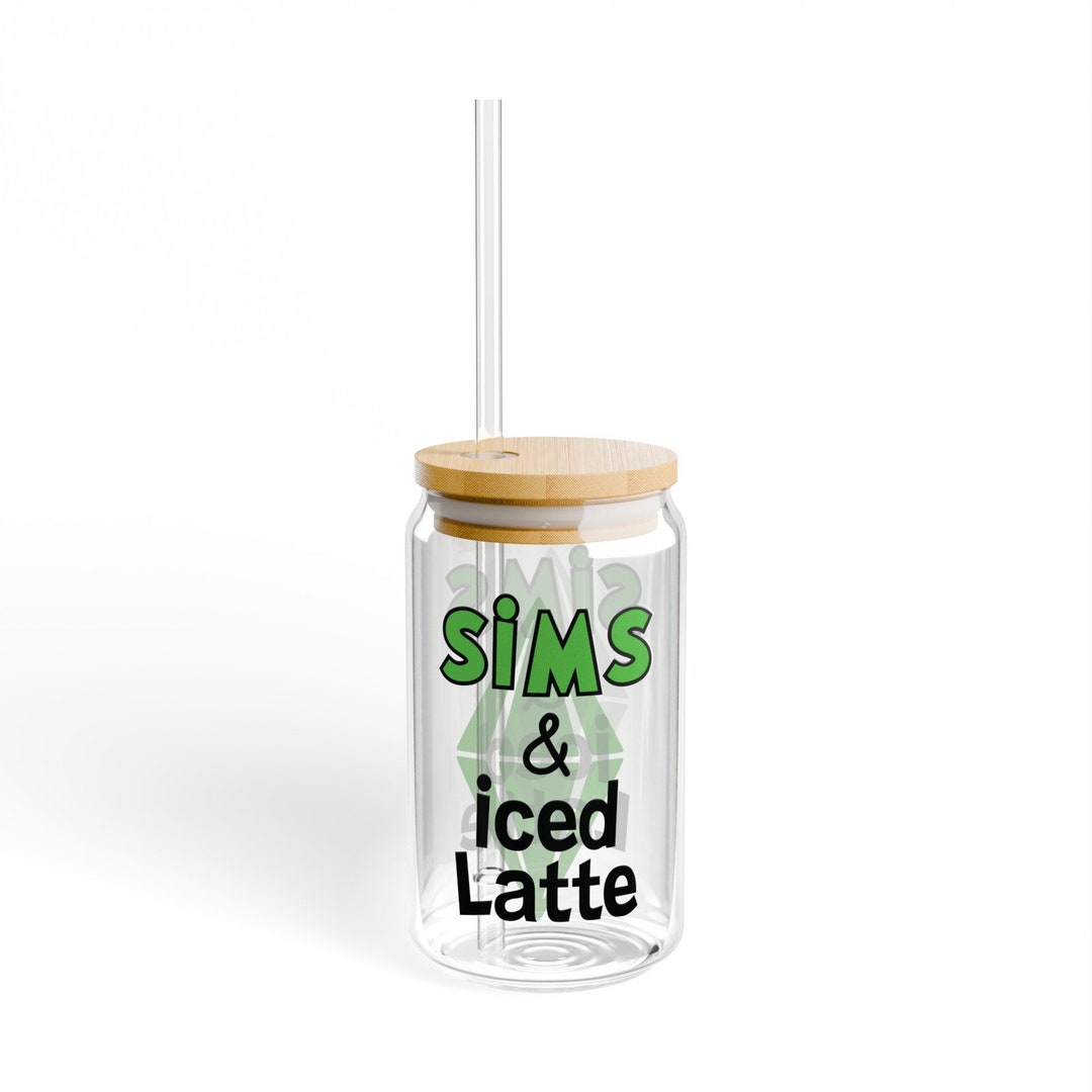 Sims & Iced Latte, the Sims Sipper Glass, 16oz, Perfect Gift for Sims ...