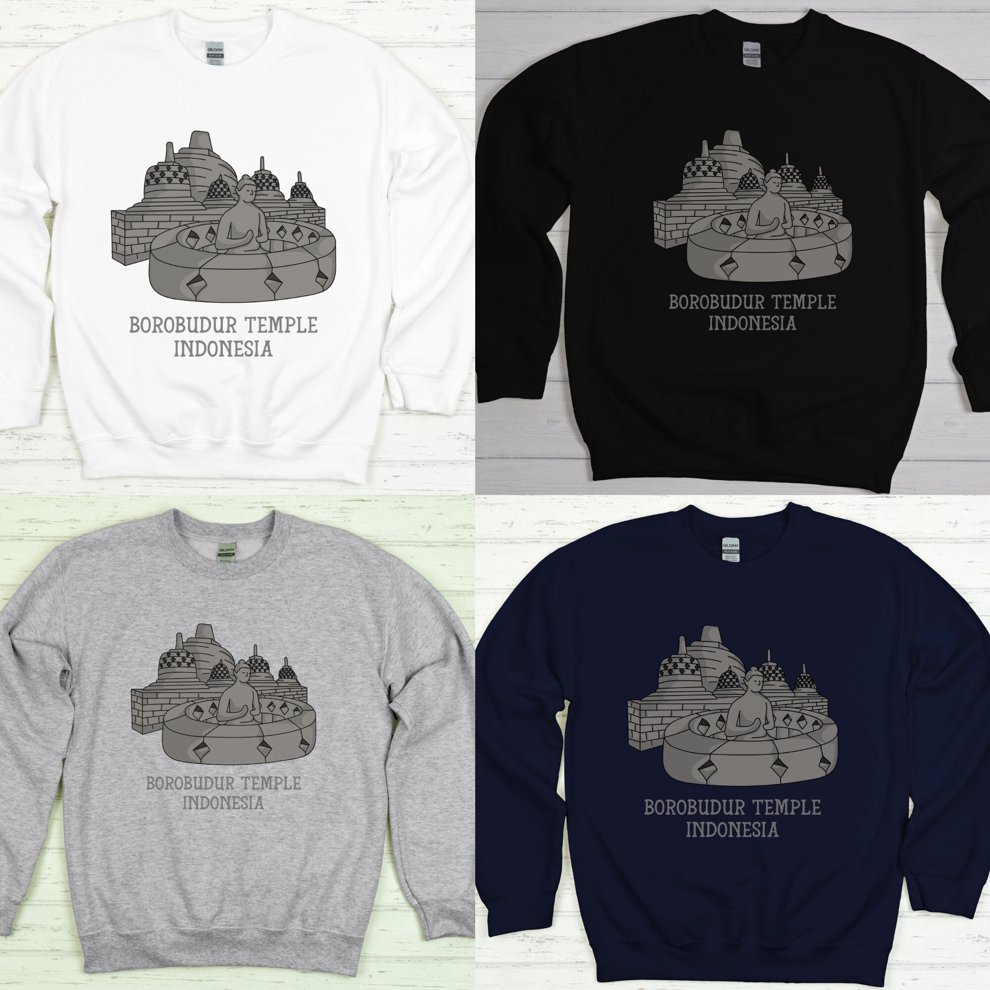 Borobudur Temple Indonesia Buddhist Crewneck Sweatshirt - Etsy