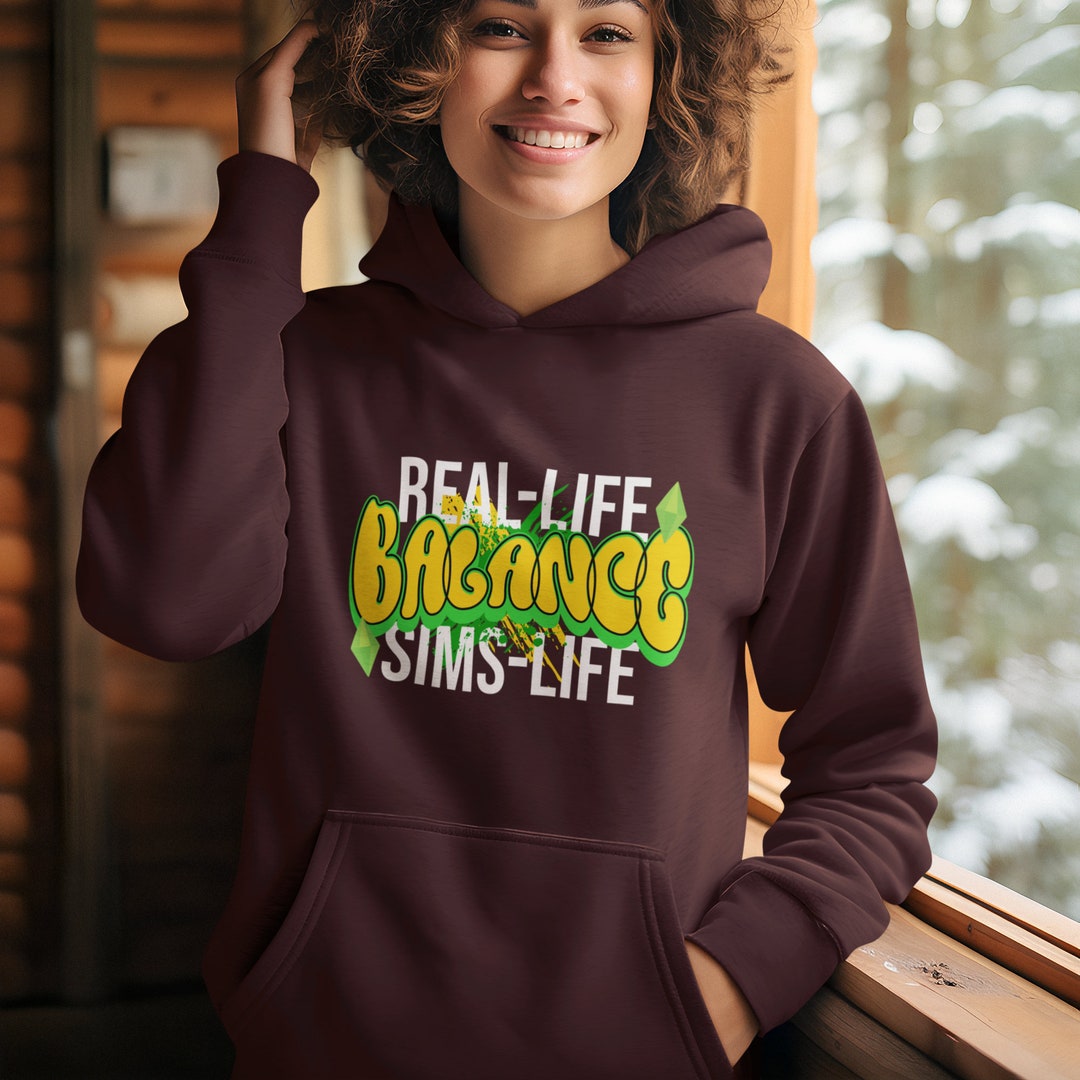 Real Life and Sims Life Balance Unisex Hoodie, Gift for the Sims Lover ...