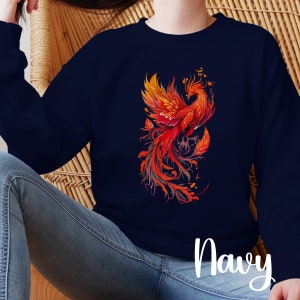 Fire Phoenix in Orange Flames: Bold Design on a Comfortable Crewneck ...