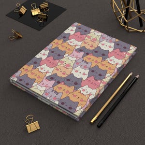 Kawaii Cat-themed Hardcover Journal, Cute Kitty Notebook, Pet Lover's ...