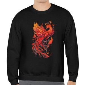 Fire Phoenix in Orange Flames: Bold Design on a Comfortable Crewneck ...