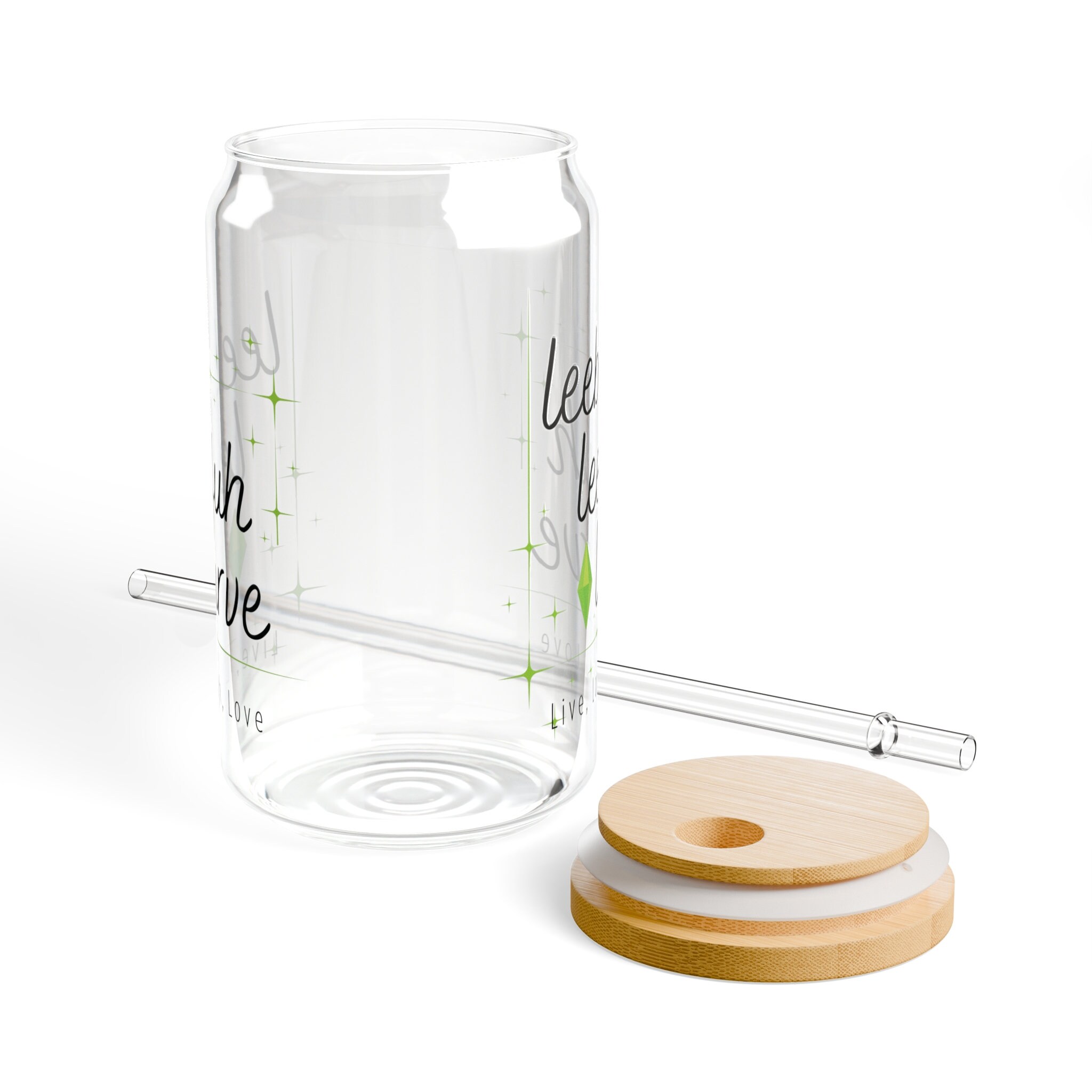 Simlish Leeb, Leefuh, Lurve Meaning Live, Laugh, Love Sipper Glass 16oz ...
