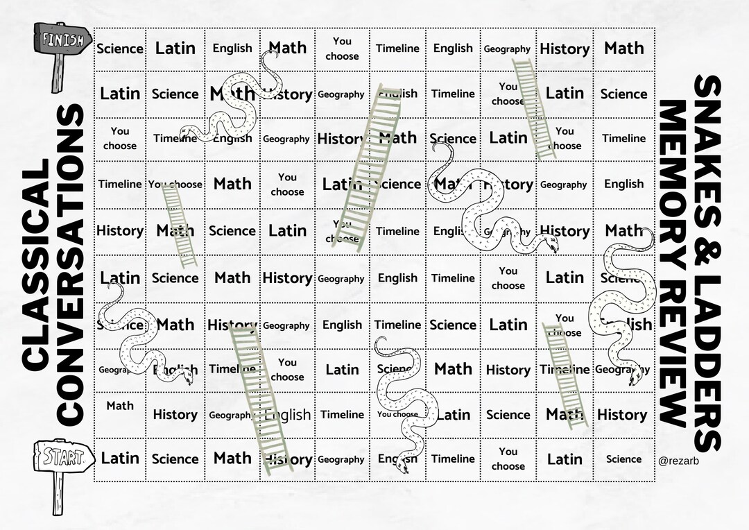 Black & White Coloring Page Classical Conversations Snakes and Ladders ...