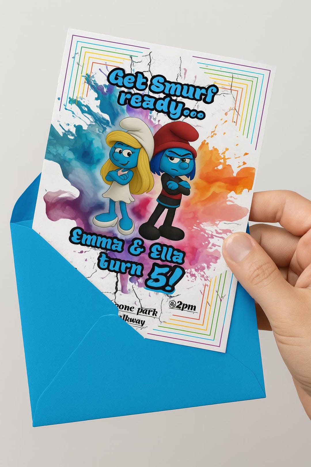 Moxie & Smurfette Birthday Invitation (editable in Canva) - Etsy