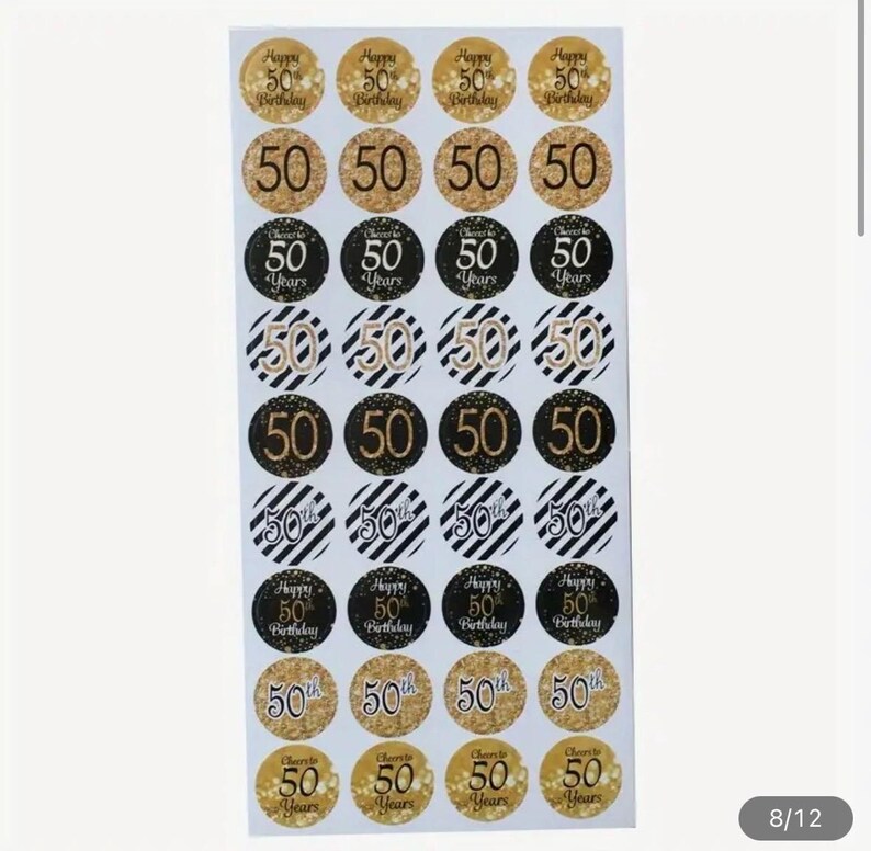 50th Birthday Candy Stickers (pack of 216) - Etsy