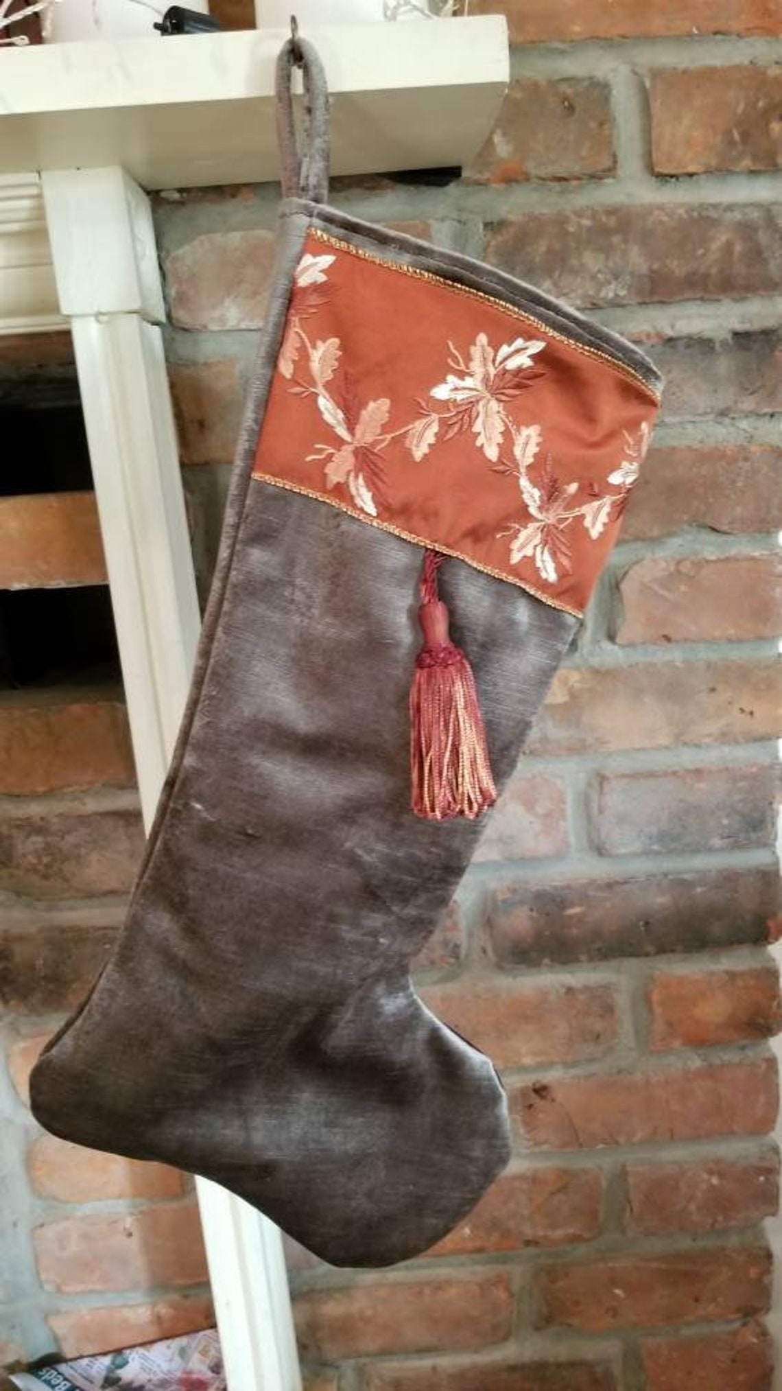 Handmade Victorian Velvet Christmas Stocking With Antique Lace - Etsy