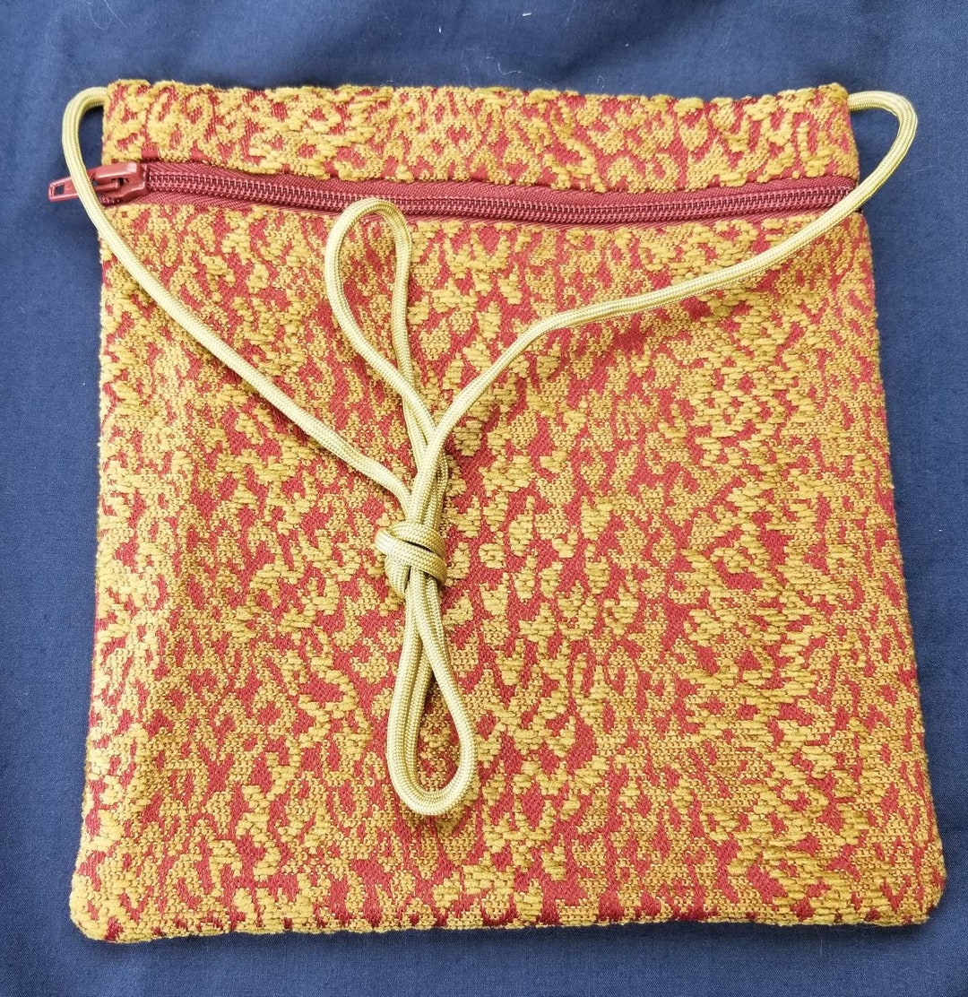 Red and Gold Shoulder Bag, Small Handmade Cloth Purse, Upscale Fabric ...