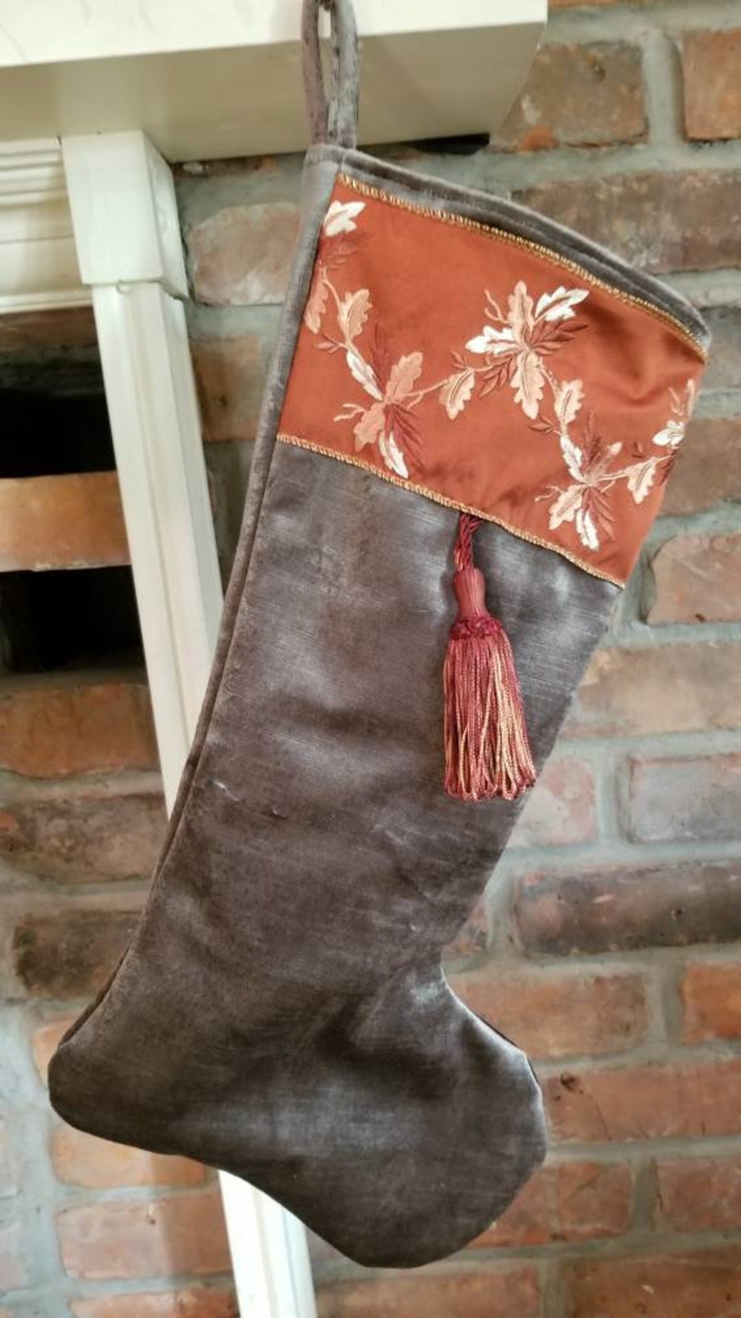 Victorian Christmas Stocking, Victorian Velvet Stocking, Handmade ...