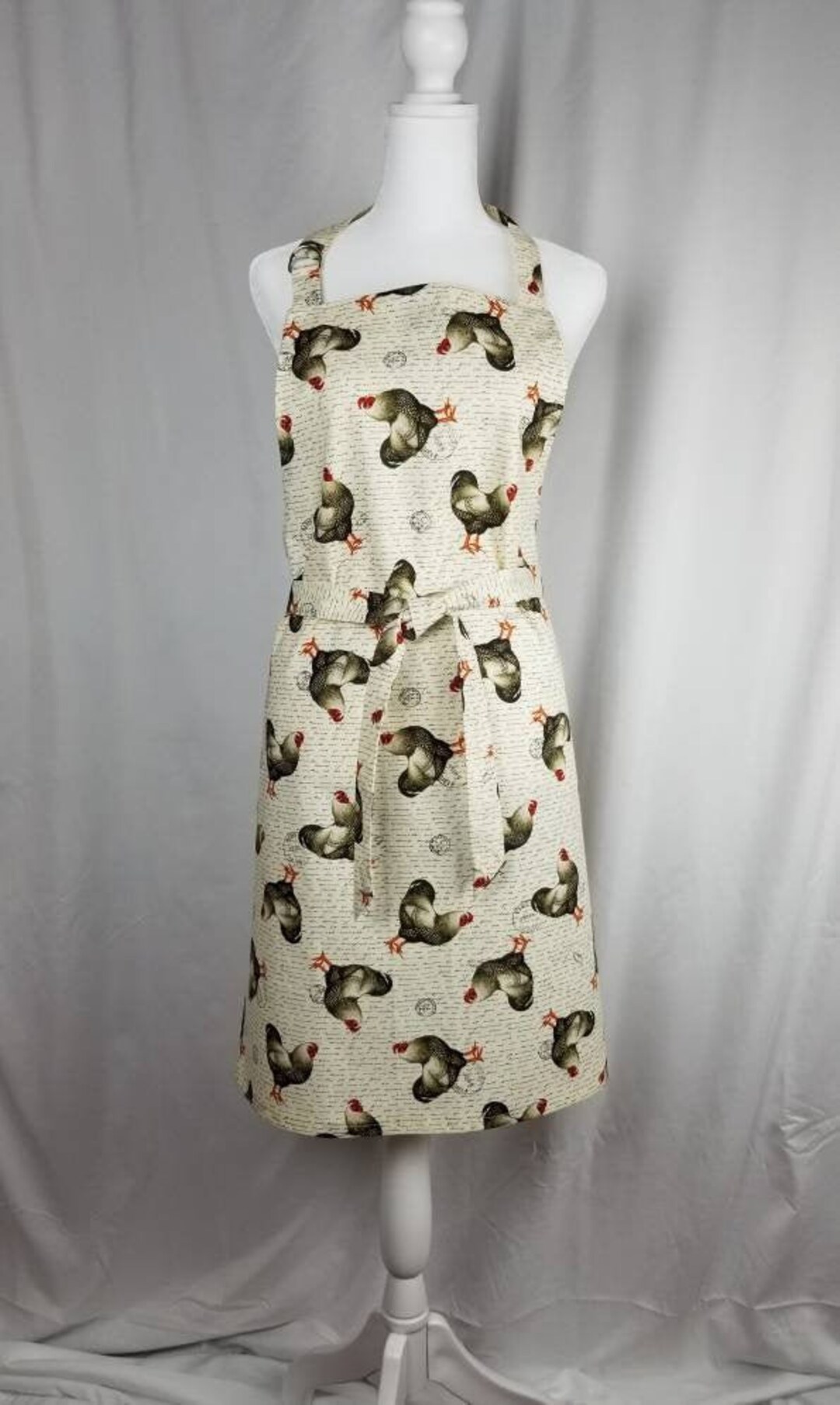 Womens Rooster Apron, Chicken Pattern Cotton Apron, Womens Kitchen ...