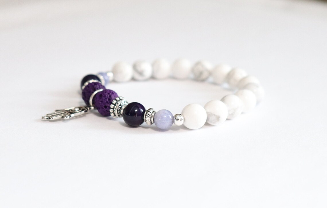 Howlite Bracelets Purple Lava Stone Bracelet Lava Stone - Etsy