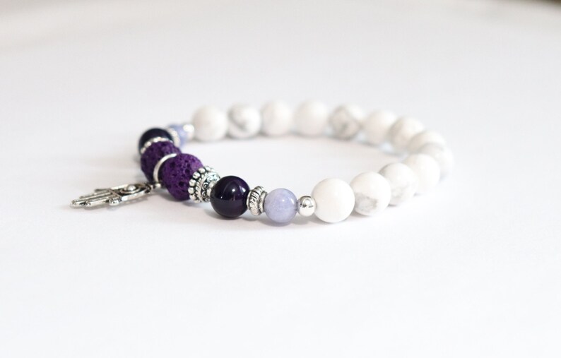 Howlite Bracelets Purple Lava Stone Bracelet Lava Stone - Etsy