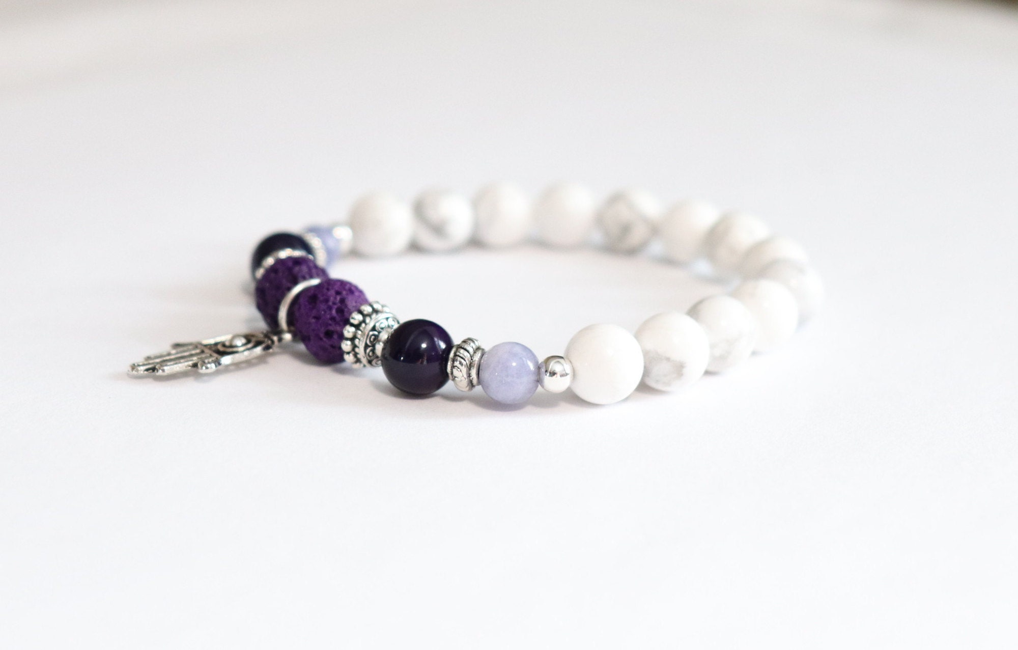 Howlite Bracelets Purple Lava Stone Bracelet Lava Stone - Etsy