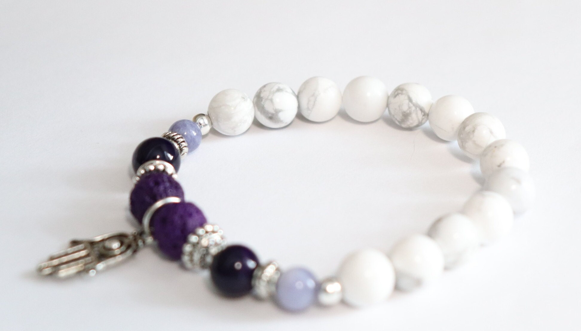 Howlite Bracelets Purple Lava Stone Bracelet Lava Stone - Etsy