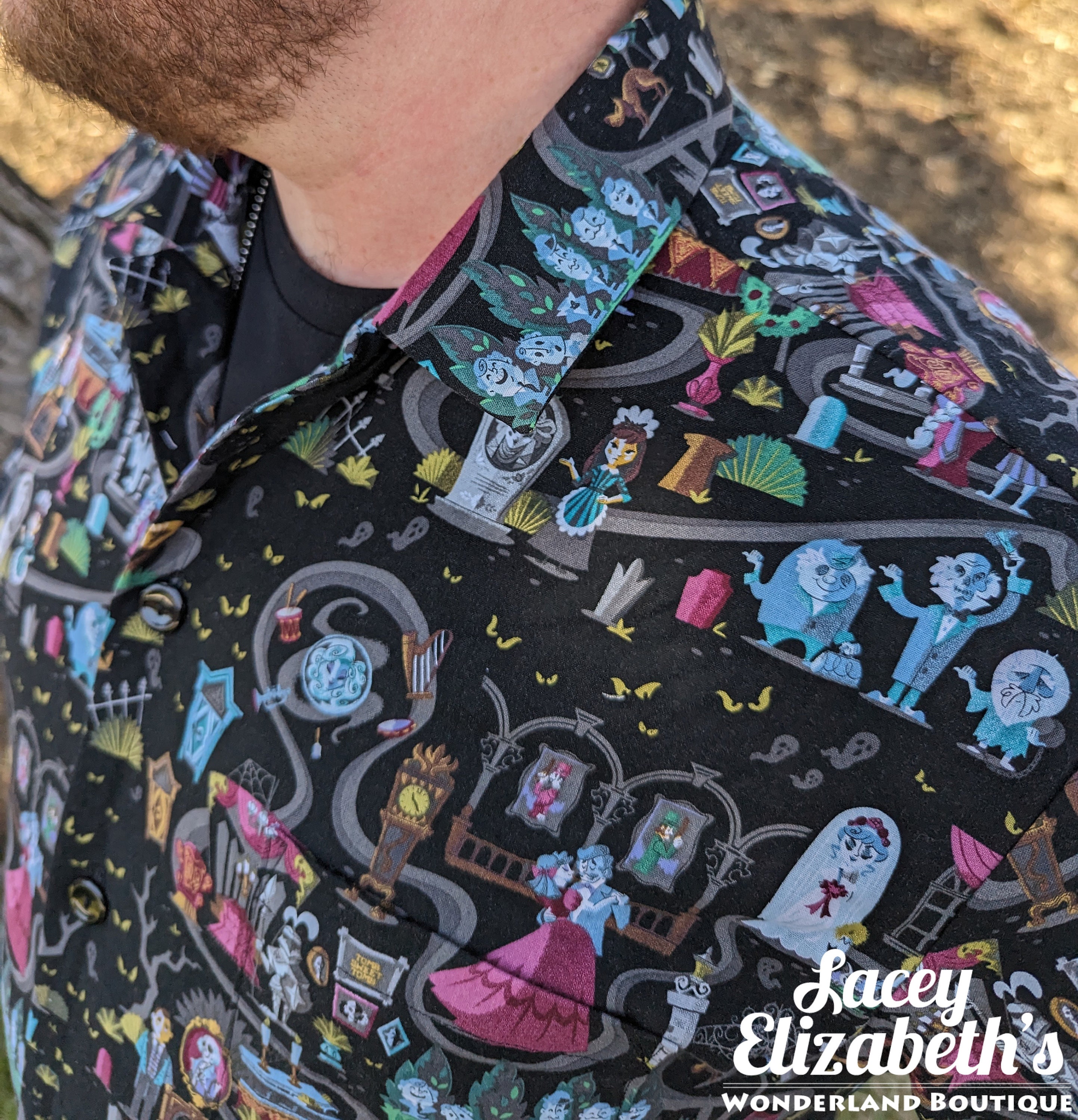 Disney 'haunted Mansion' Button-up Shirt With Pocket - Etsy