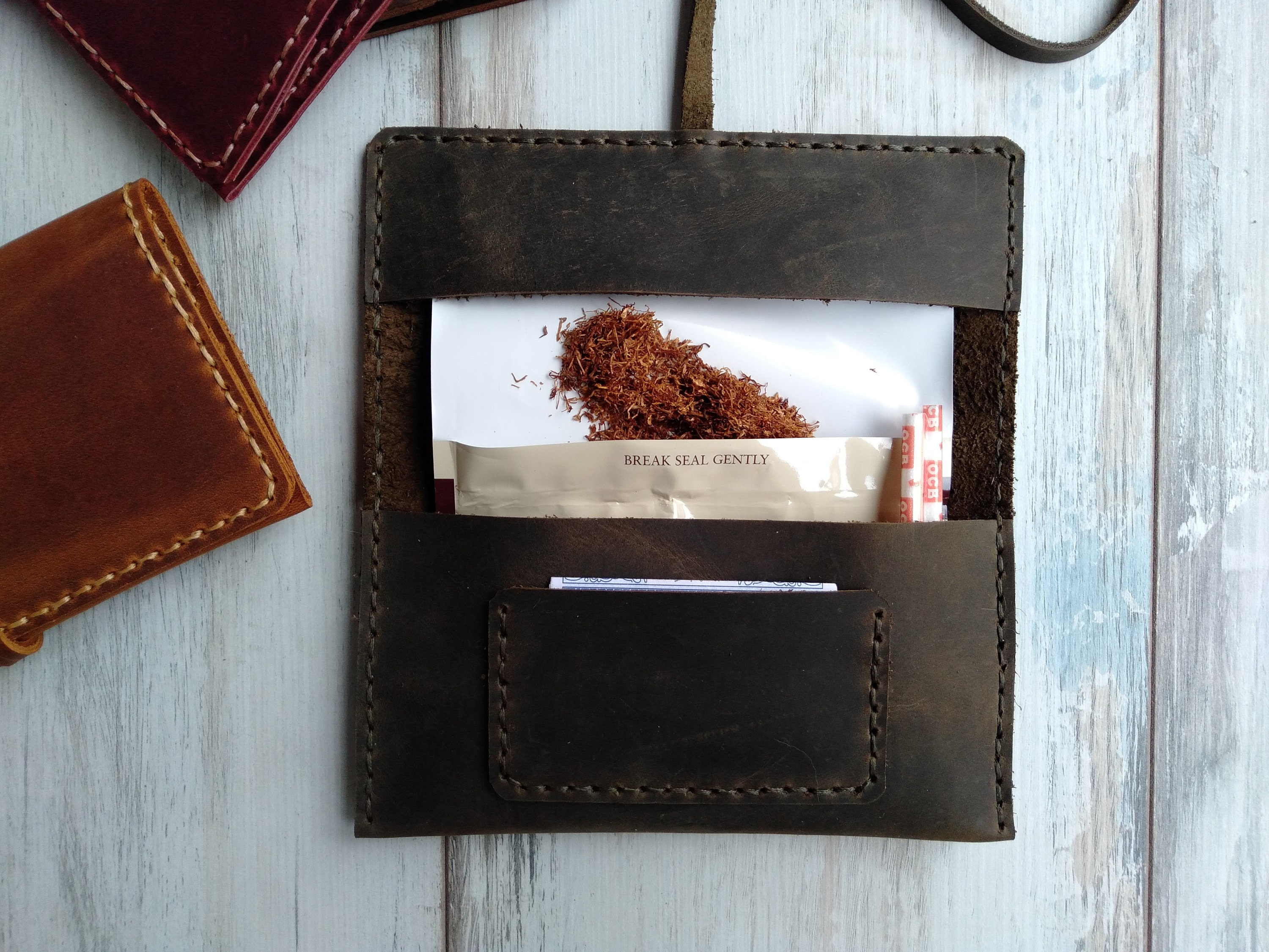 Leather Tobacco Case Leather Tobacco Roll Rustic Leather | Etsy