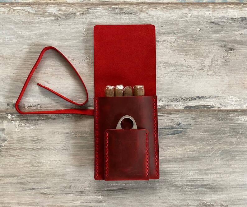 Green Leather Cigar Case Leather Cigar Wrap Leather Cigar Roll - Etsy