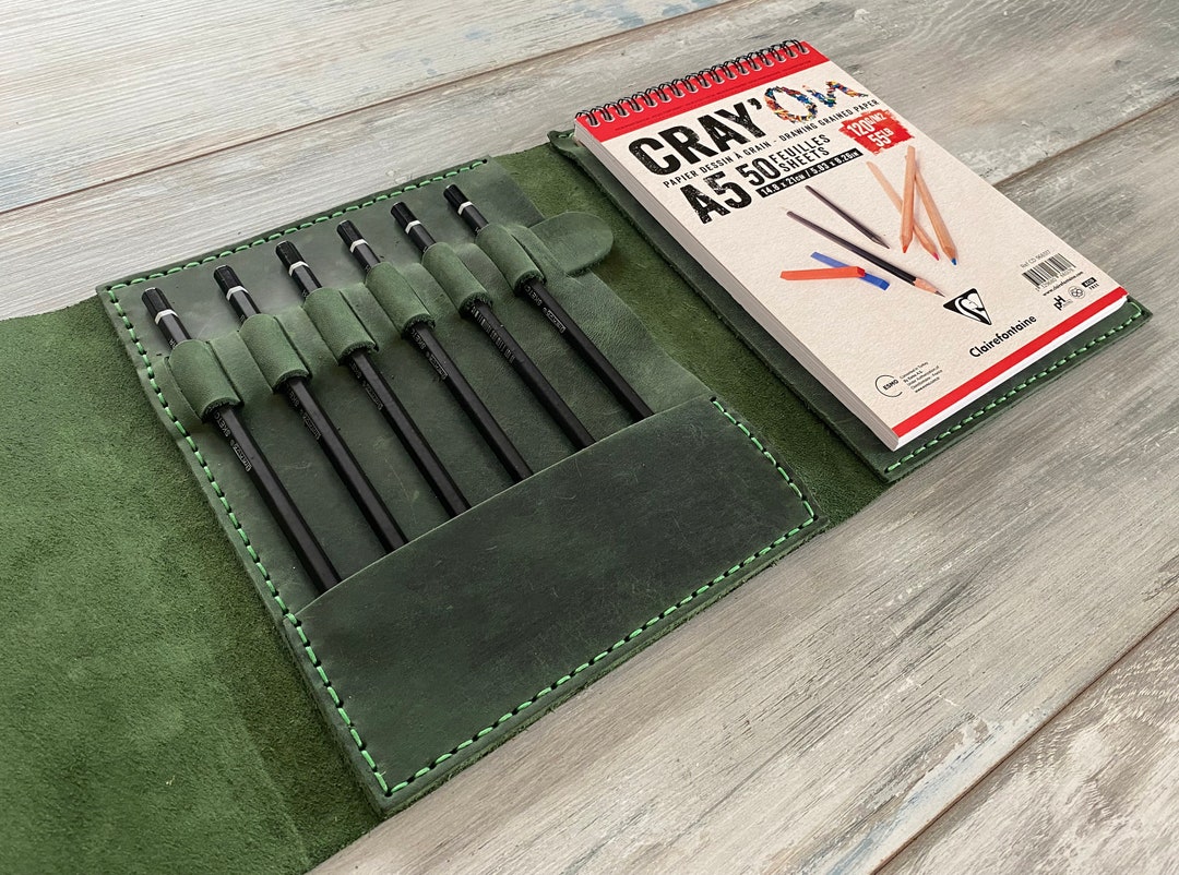 Green Leather A5 Sketchbook Cover Leather Drawing Book Cover Leather ...