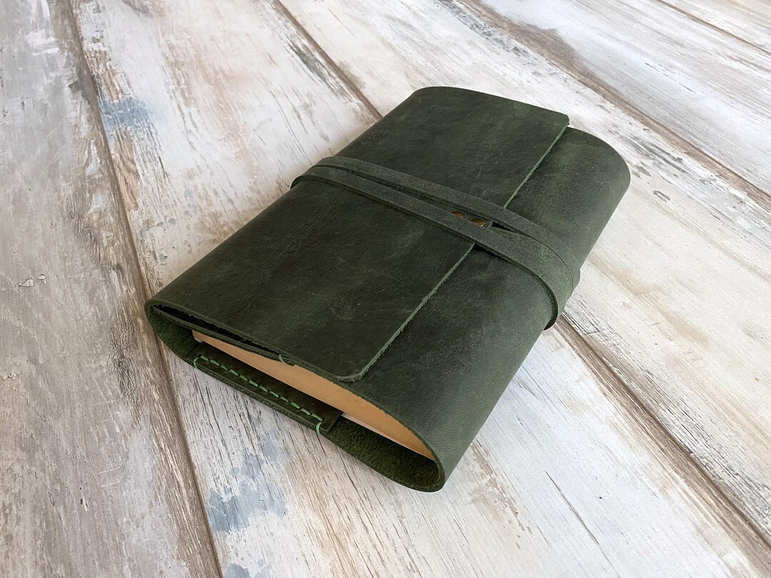 Green Leather Book Cover Leather Journal Case Journal Cover - Etsy