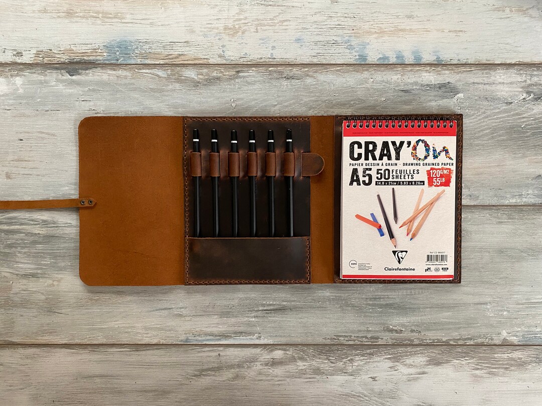 Brown Leather A5 Sketchbook Cover Leather Drawing Book Cover Leather ...