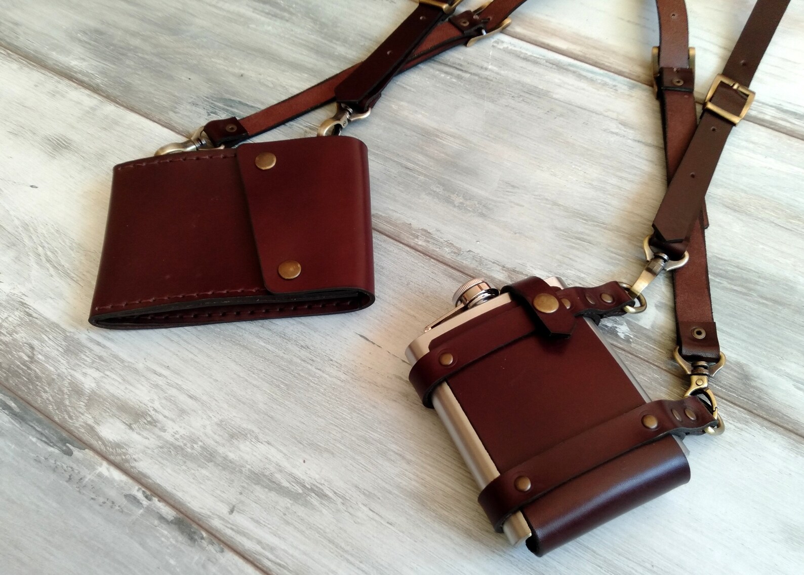 Leather Flask Holster Leather Holster Bag 7 Oz Hip Flask | Etsy