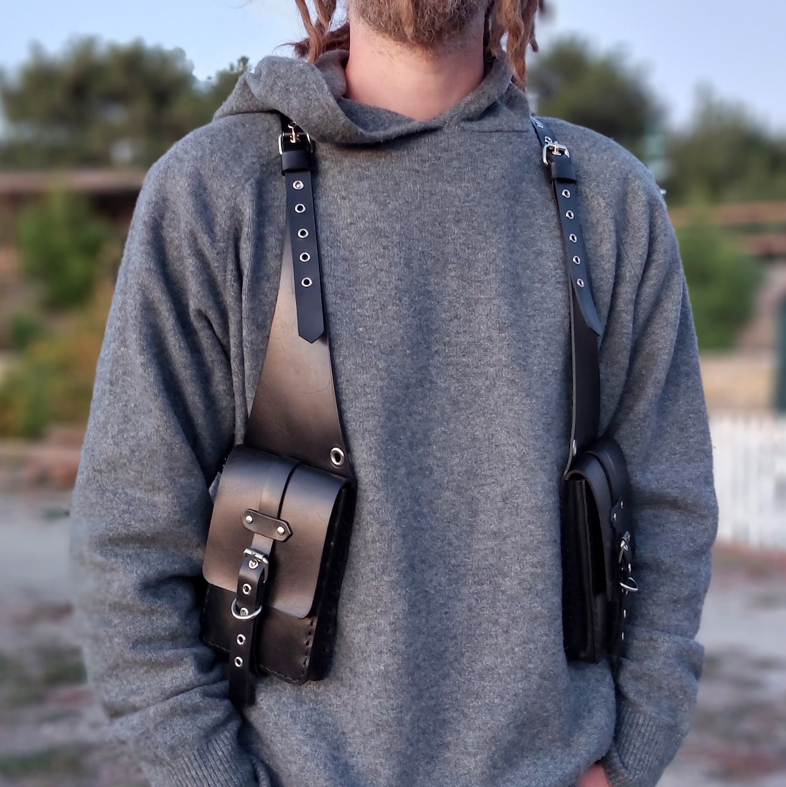 Black Leather Holster Bag Real Leather Shoulder Bag Leather - Etsy