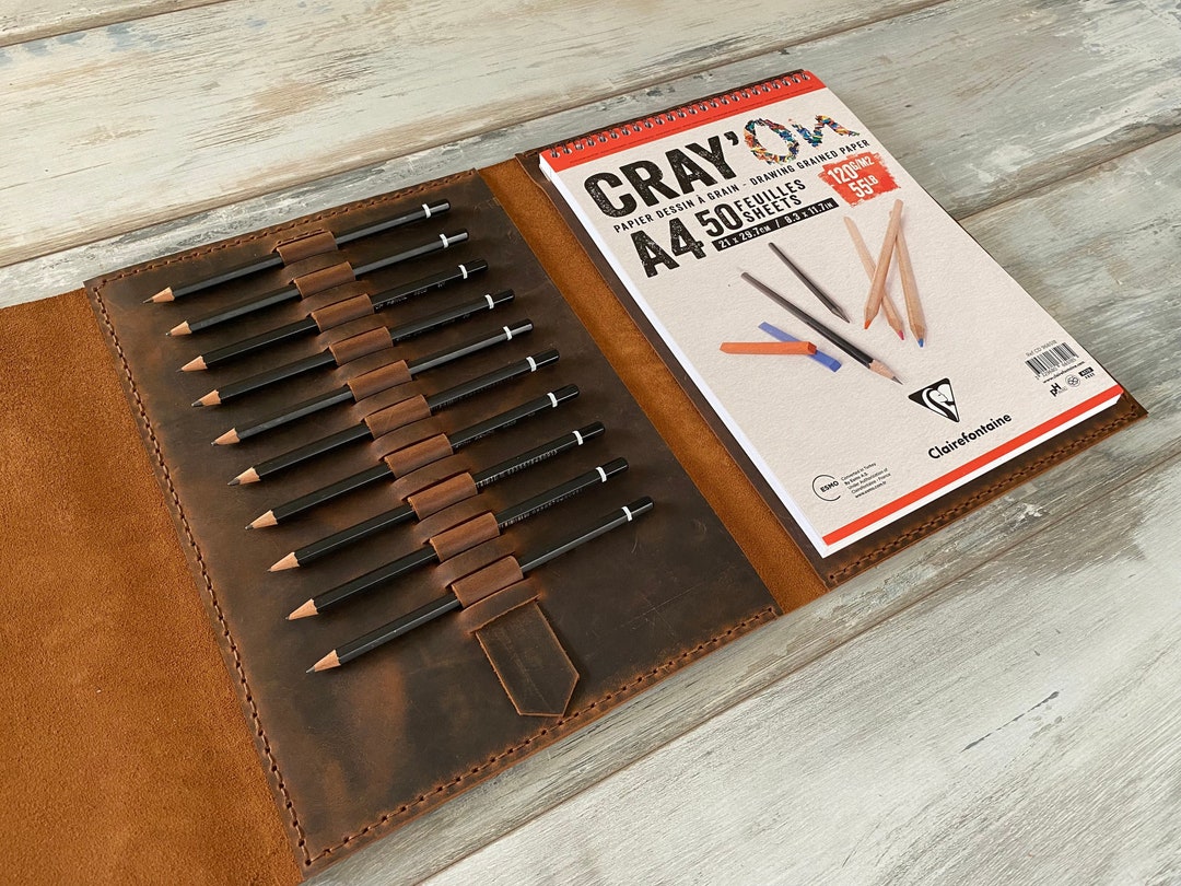 Brown Leather A4 Sketchbook Cover Leather Drawing Book Cover Leather ...
