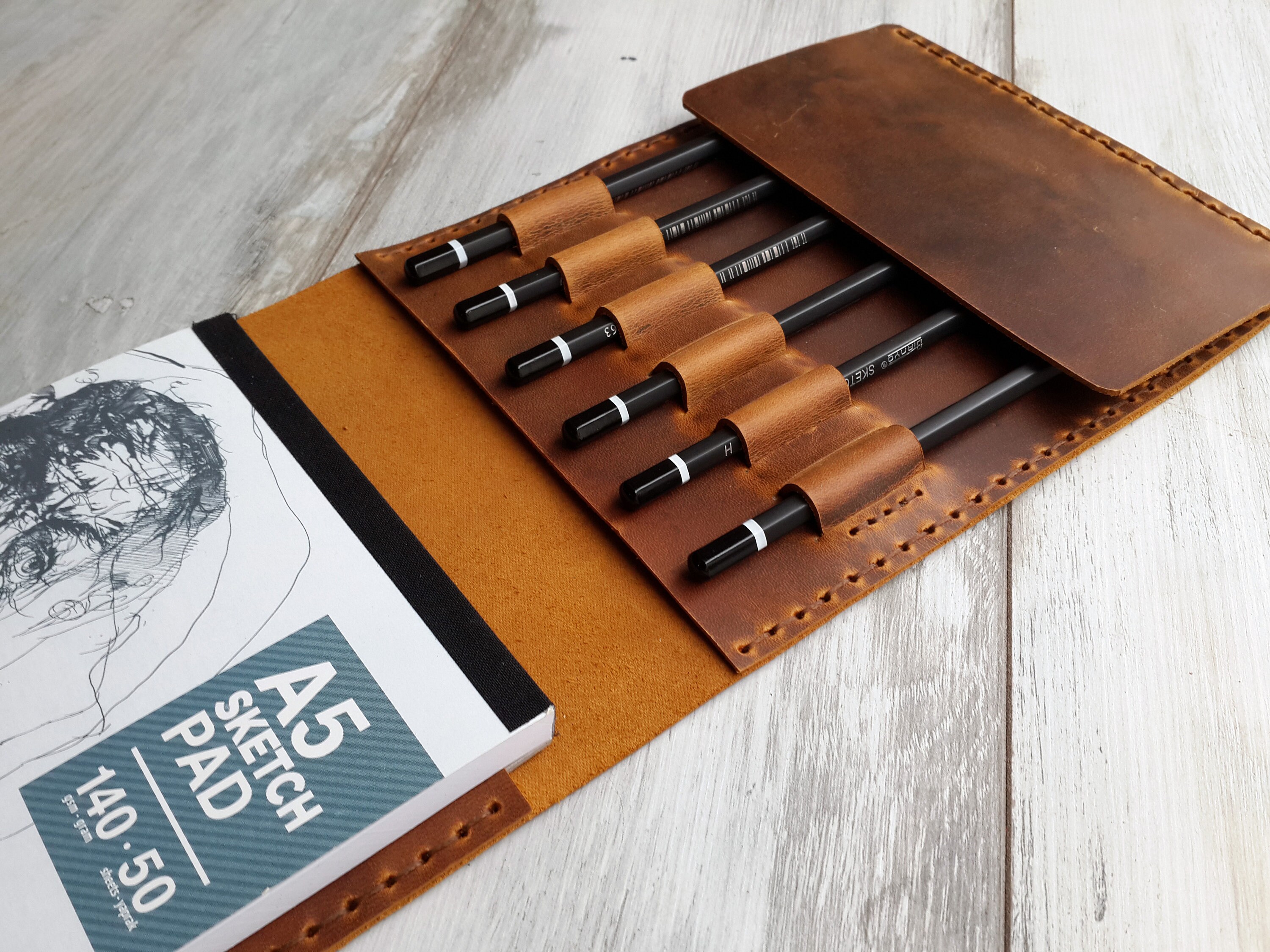 Rustic Leather A5 Sketchbook Cover Leather Drawing Book Cover | Etsy