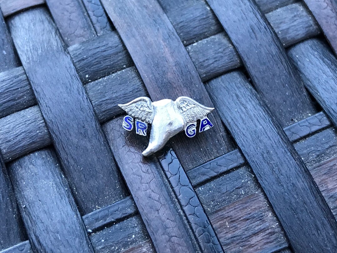 Vintage Enamel Sterling Silver 925 SR GA Winged Foot Track Wings Award ...