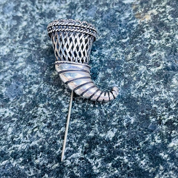 Antique Cornucopia Goat's Horn Vintage Sterling Silve… - Gem