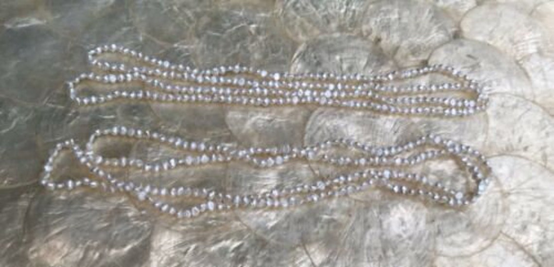 Vintage Genuine Cultured White Pearls Two Long Strands | Etsy