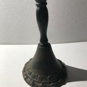 Antique Cast Iron Dinner Supper Bell "soups On" Black Embossed Stars - Etsy