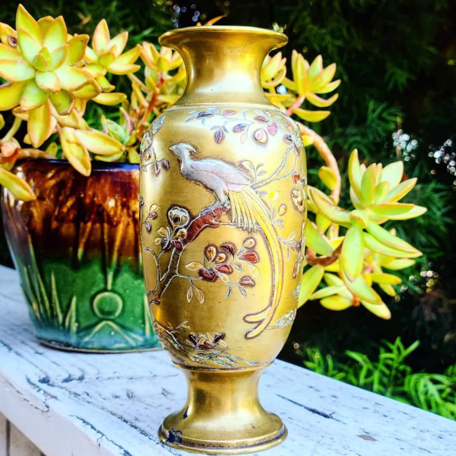 Meiji Period Antique Japanese Bronze Inlay Brass Mixed Metal | Etsy