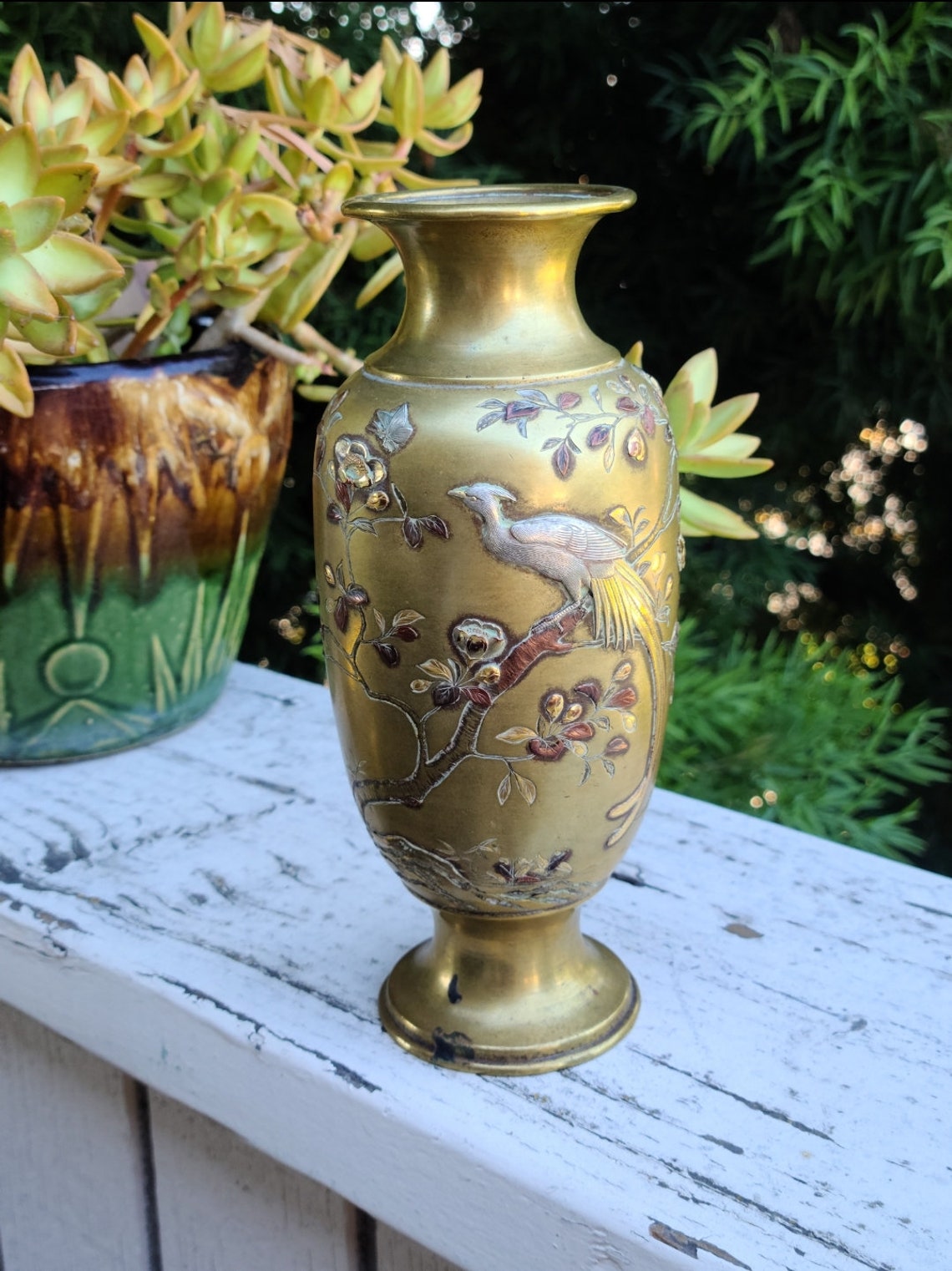 Meiji Period Antique Japanese Bronze Inlay Brass Mixed Metal | Etsy