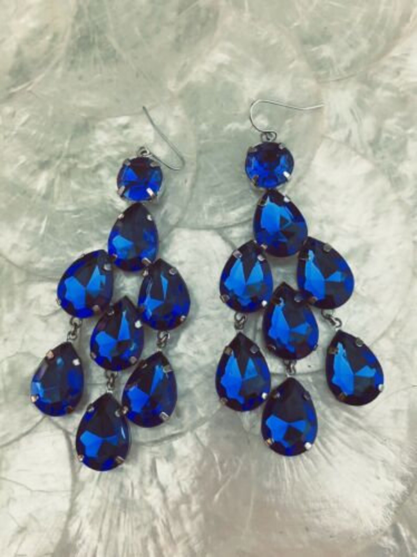 Unique Royal Blue Rhinestone Pear Shape Dangle Pierced - Etsy