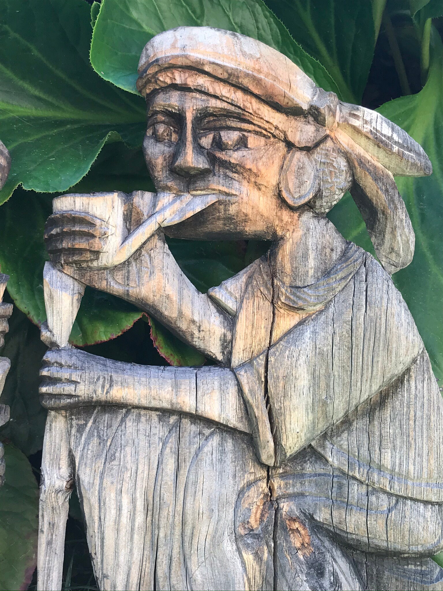 Antique Handmade Wood Carving Old Couple Woman & Man Smoking | Etsy