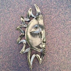 Vintage Sun Face Moon Celestial Silver Tone Brooch Pin Large - Etsy