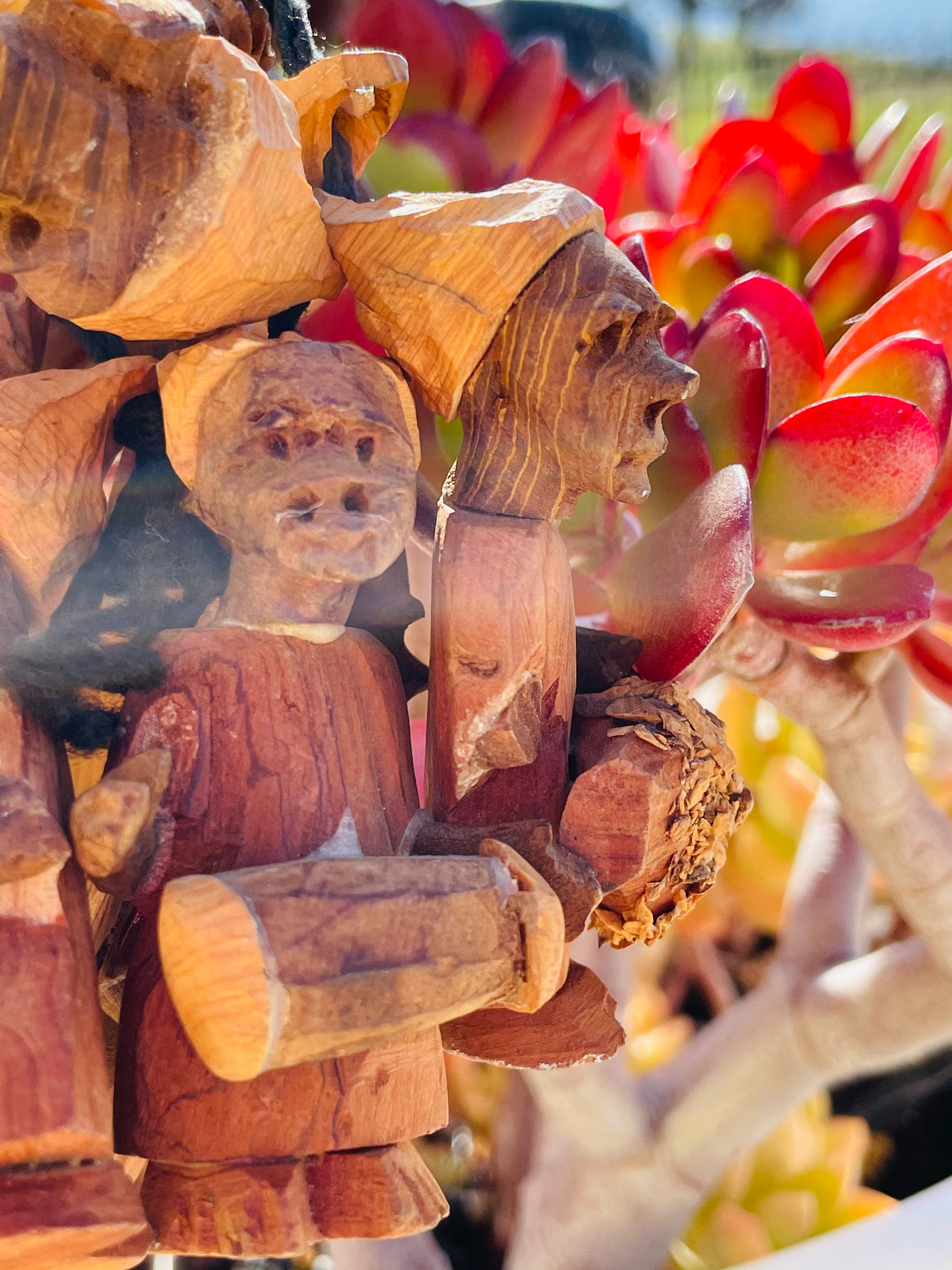 Antique Artisan Wood Hand Carved People Figures Tribal Bead | Etsy