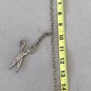 Rhinestone Silver Tone Scissors Shears Hairdresser Pendant Chain Link ...