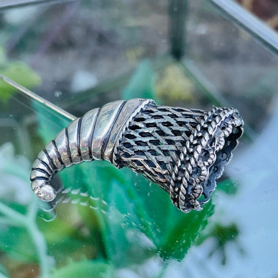 Antique Cornucopia Goat's Horn Vintage Sterling Silve… - Gem
