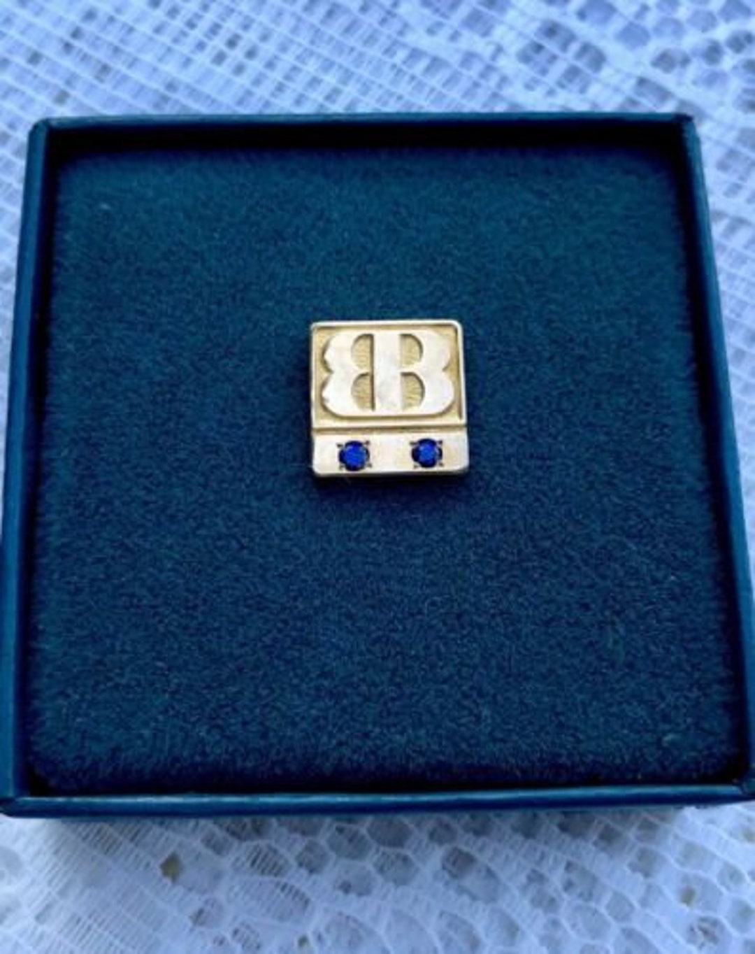 1/10 10k YLW Gold Terry Berry Pin W 2 Genuine Blue Sapphire - Etsy