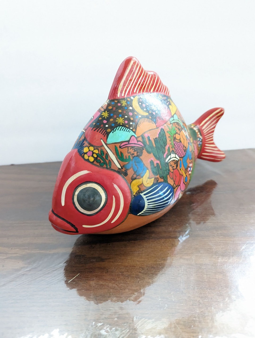 Vintage Talavera Fish Figurine Terracotta Mexico Folk Art Wedding - Etsy