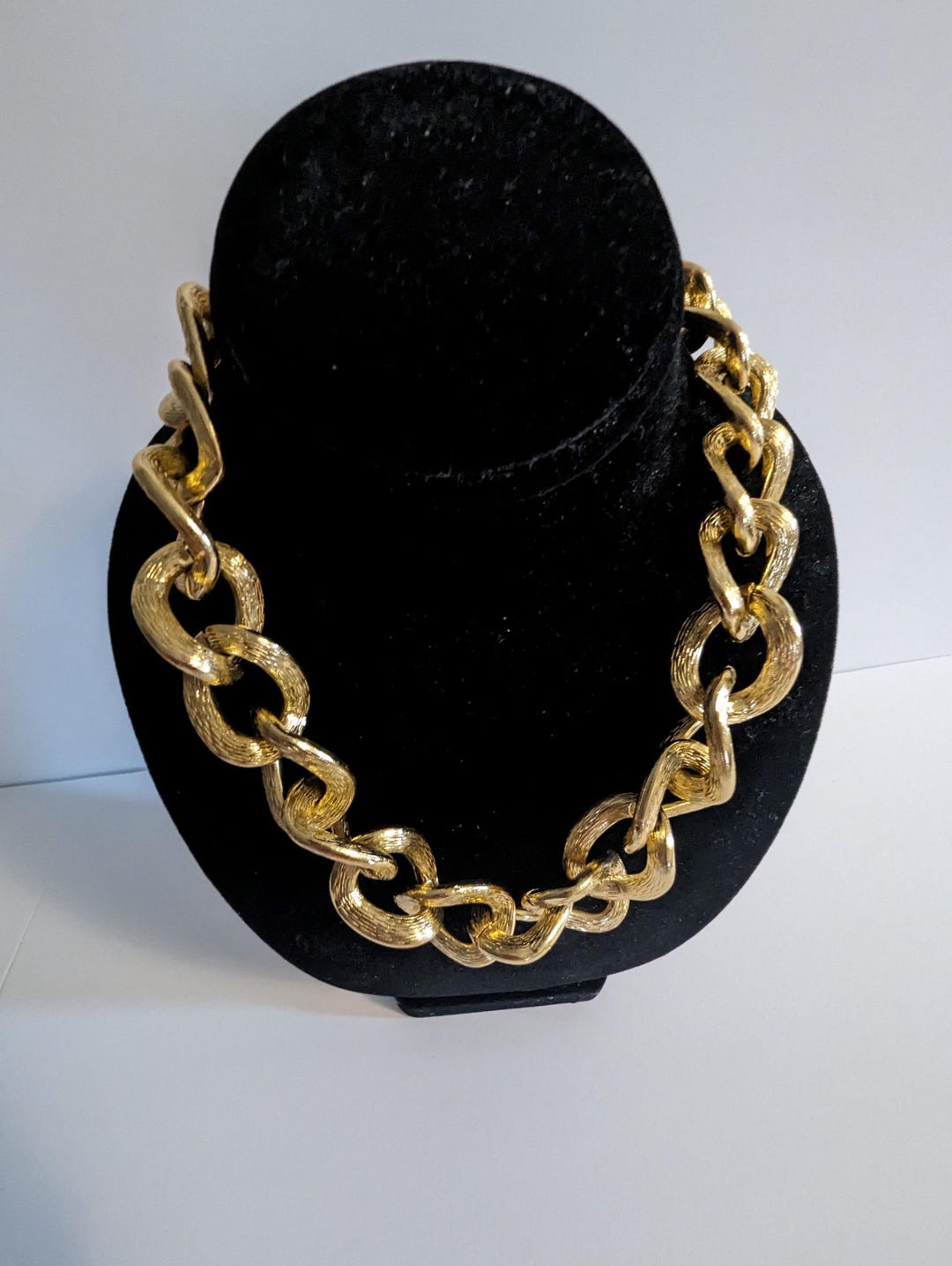 Large Metal Chain Gold Tone Chunky Necklace Chocker - Etsy