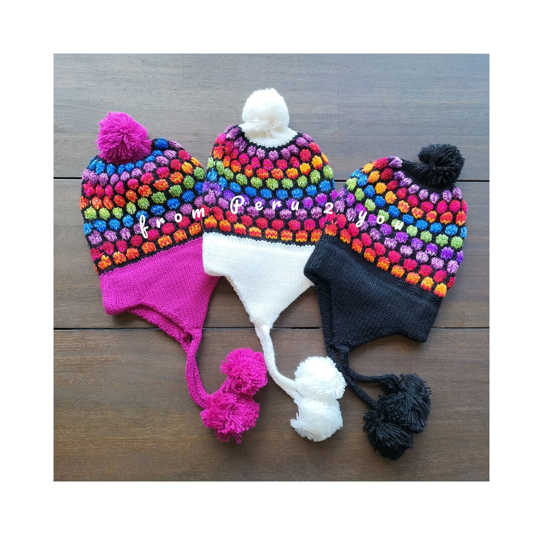 Alpaca Wool Hat | Peruvian Hat | Hat With Pom Poms | Chullo From Peru ...