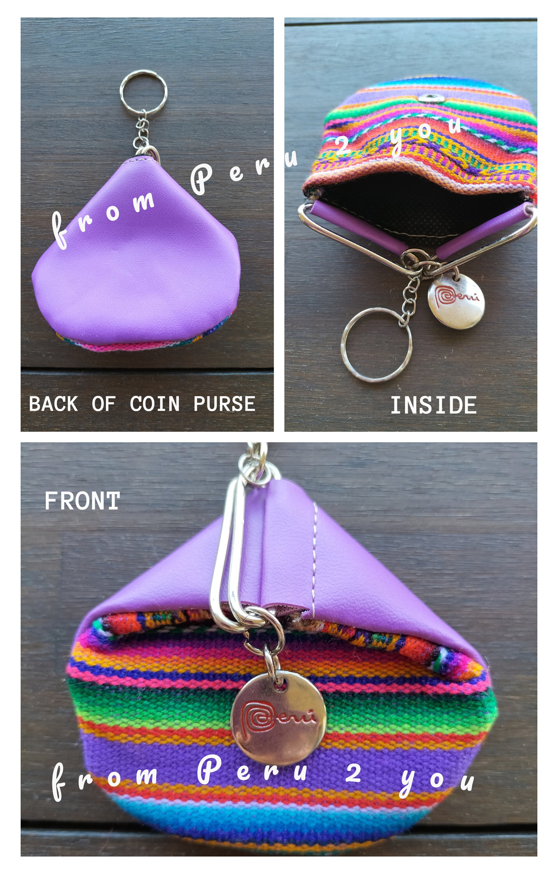 Coin Purse | Coin Holder Key Ring | Made From Peruvian Manta and Faux ...