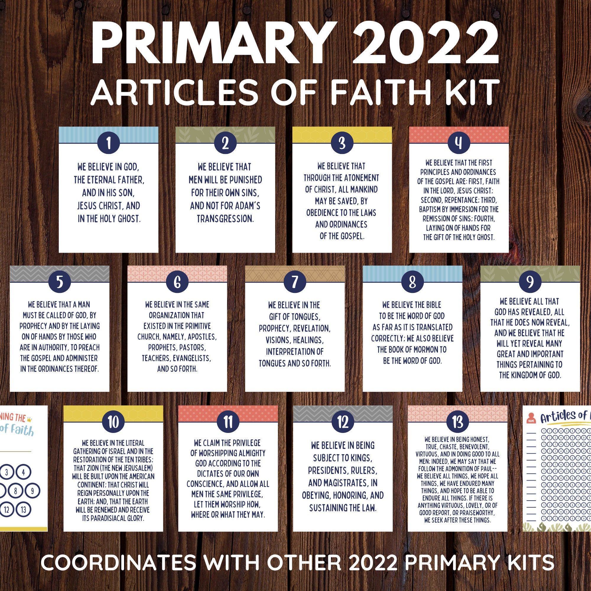 LDS Primary Articles of Faith Digital Download Kit Tracker - Etsy