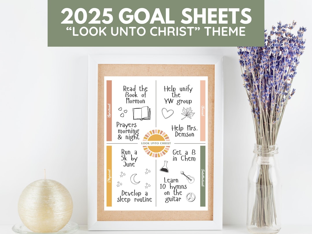 2025 LDS Youth YW Goal Sheets | Look Unto Christ | D&C 6:36 | Digital ...